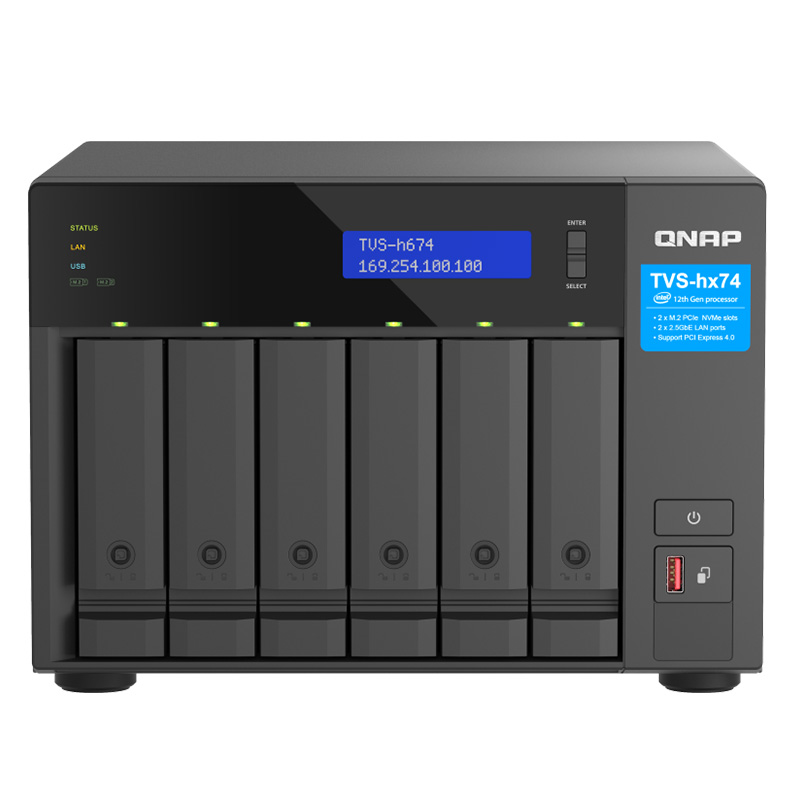 QNAP 威联通 TVS-h674（i3-16G） 12代intel酷睿 ZFS文件系统 2xPCIe插槽